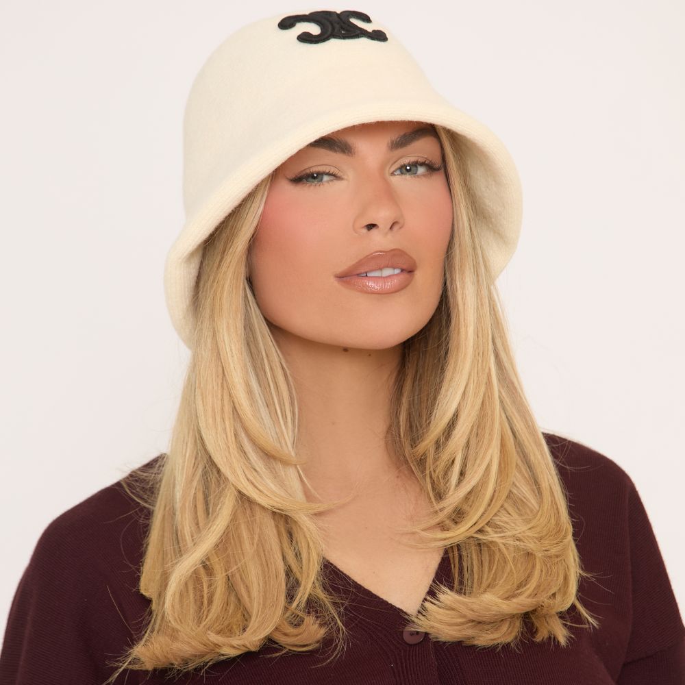 Logo Detail Bucket Hat In Cream | EGO