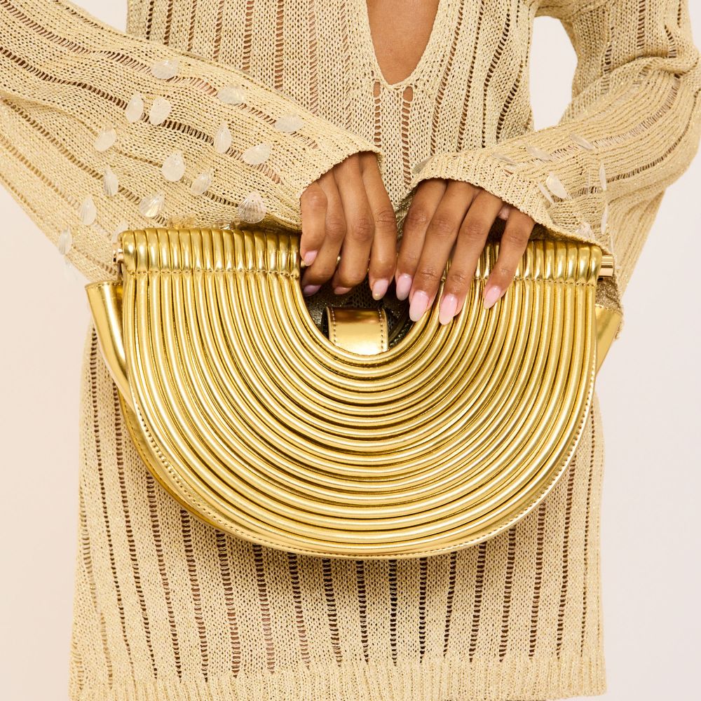 Habbo Half Moon Shaped Grab Bag In Gold Faux Leather | EGO